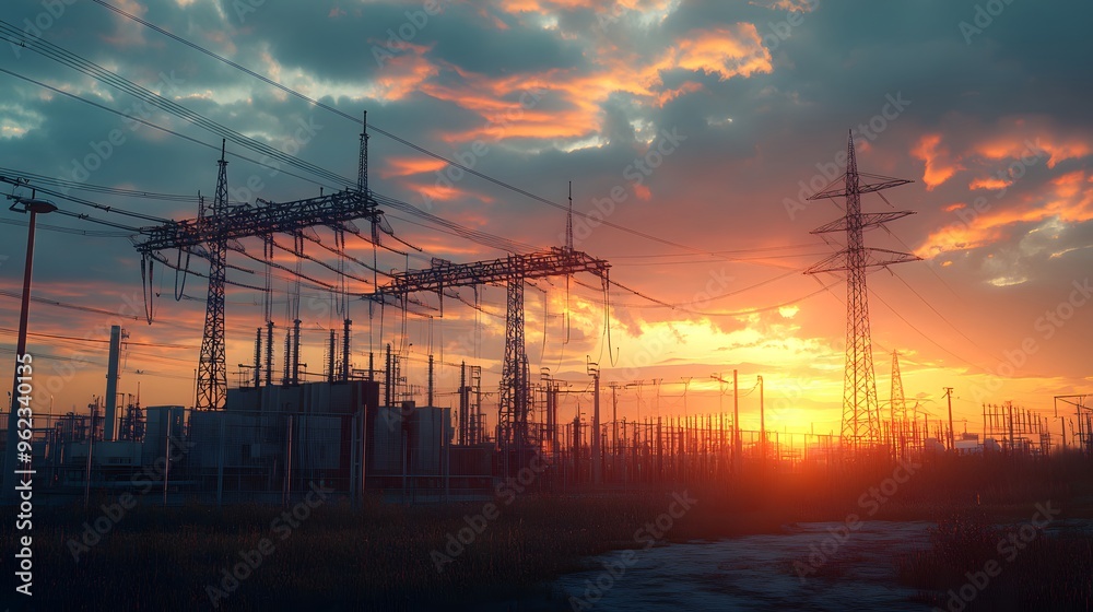Electrical Substation An industrial substation with transformers ...