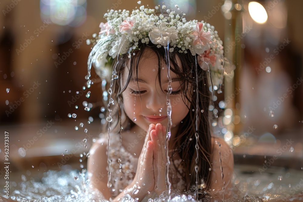 Subject for spiritual initiation: baby baptism in church, newborn ...