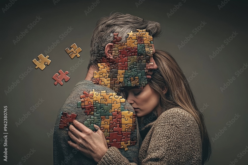 Neural capacity Couple with puzzle piece brains representing the ...