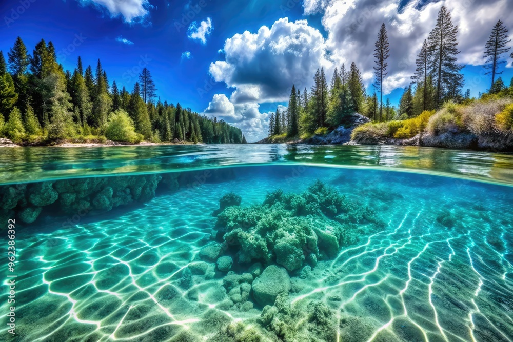 breathtaking underwater capture of aquifer-fed freshwater spring ...