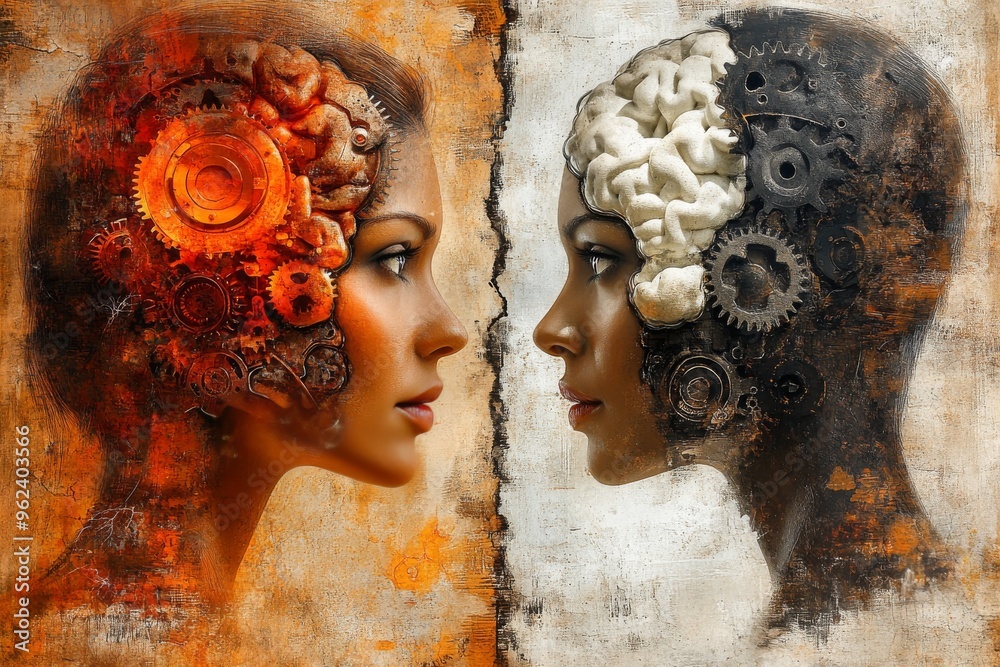 Mental framework Cerebral cortex Artistic rendering of two profiles ...