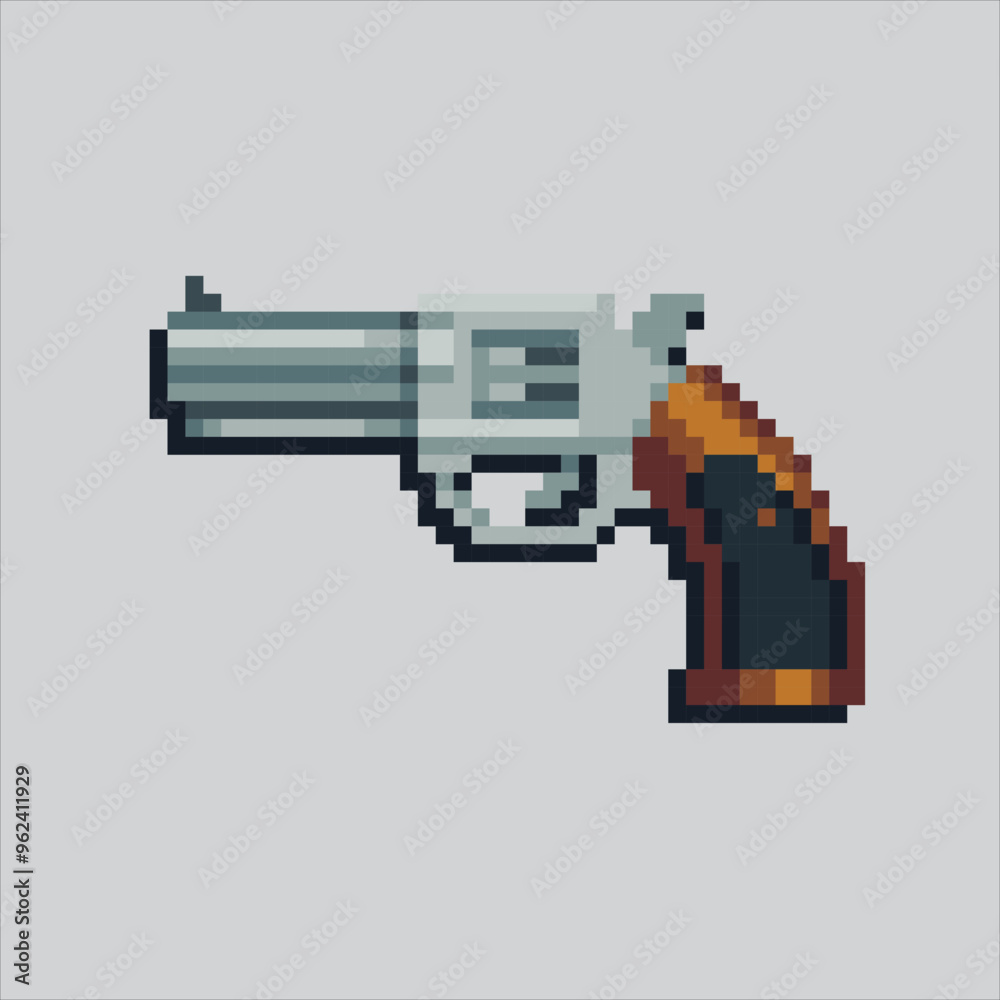 Pixel art illustration Roulette Pistol. Pixelated Cowboy Pistol ...
