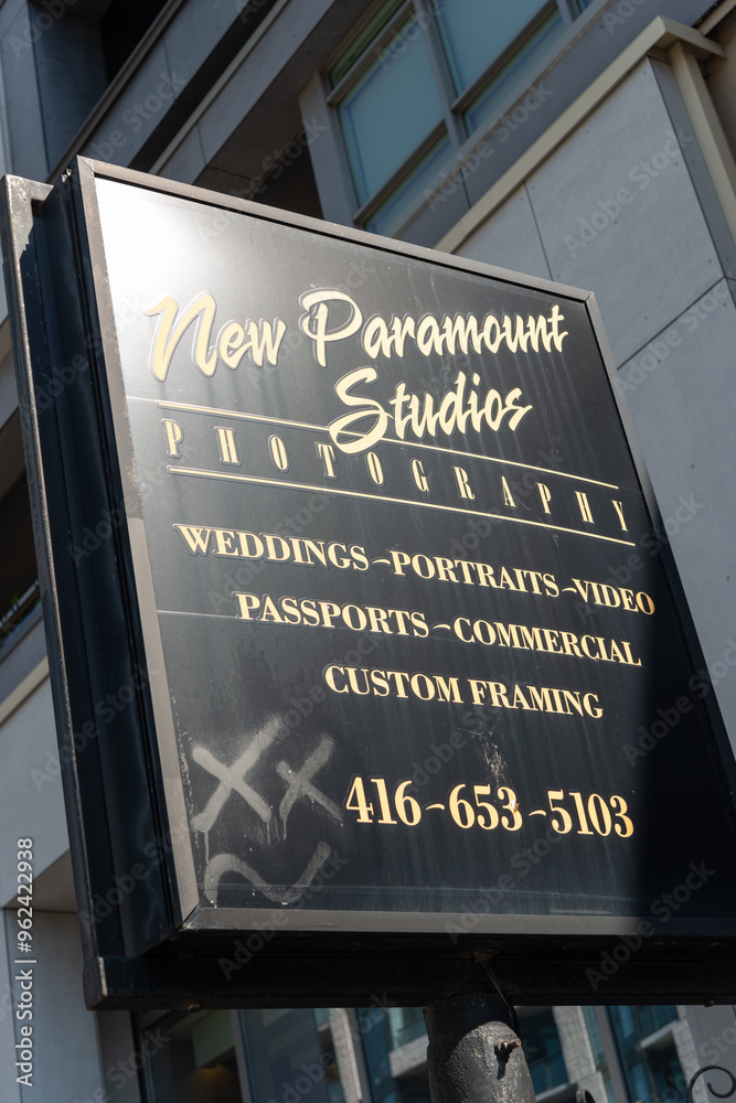 exterior road sign of New Paramount Studios, a photography studio ...