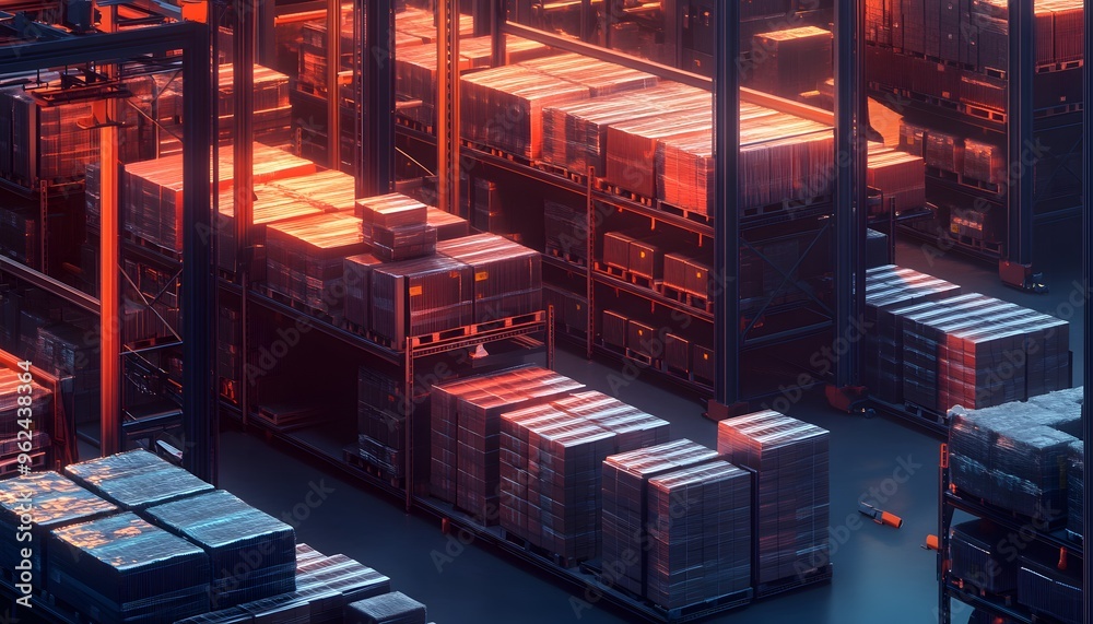 Modern warehouse with automated storage and retrieval systems ...