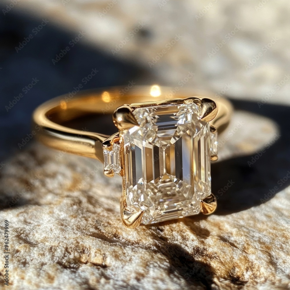 Emerald Cut Diamond Engagement Ring: A radiant emerald cut diamond ring ...