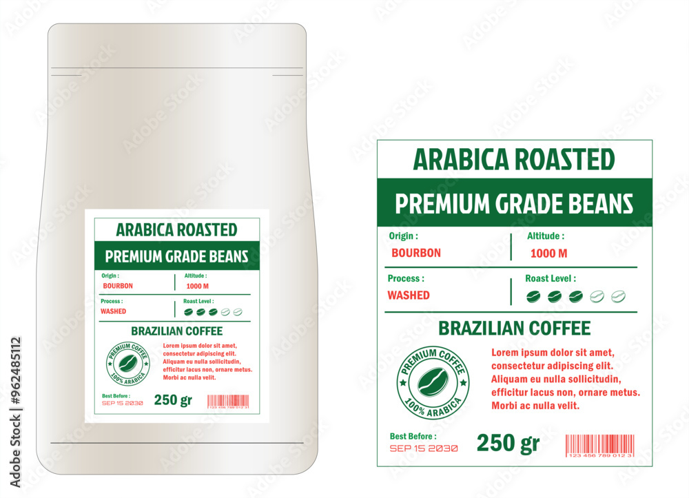 An illustration of coffee labels template, simple flat style in cmyk ...