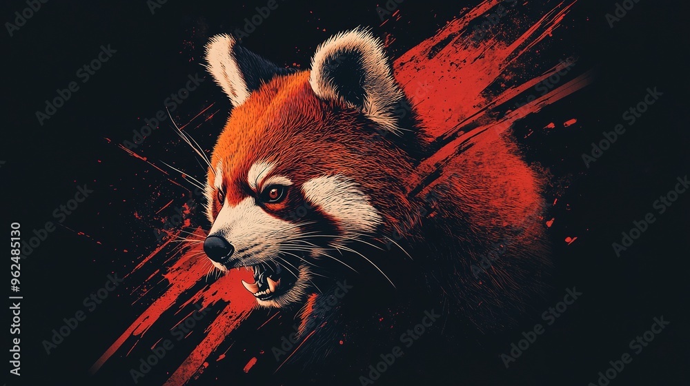 Angry Red Panda Front Side Head Silhouette: A Bold and Striking ...