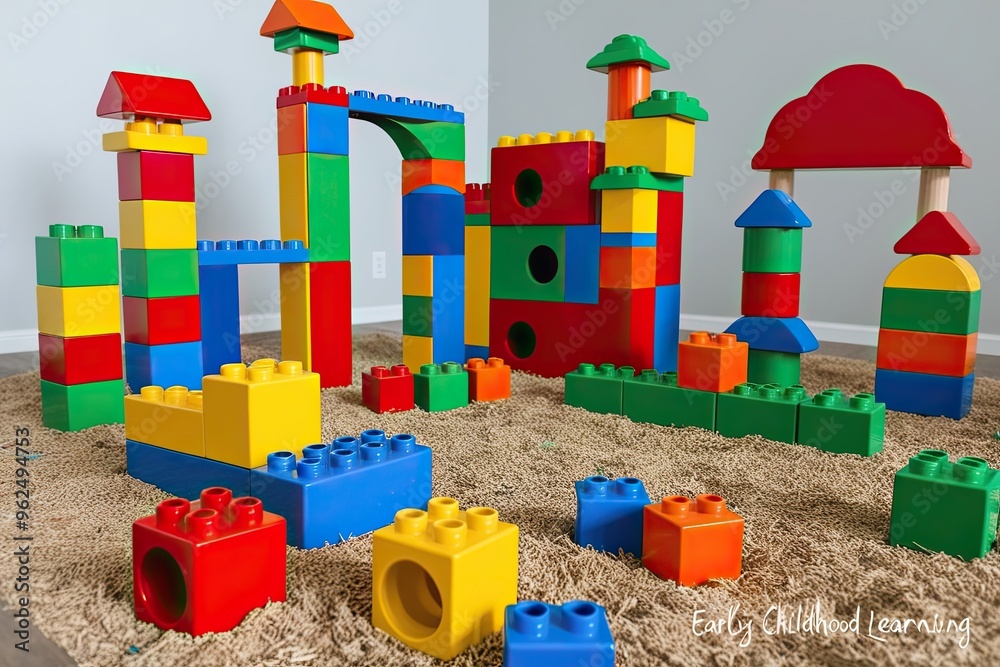 Colorful Toy Block Playground Landscape Layout for Early Childhood ...