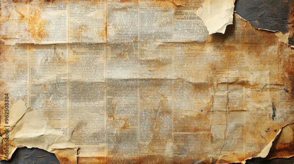 Aged and worn newspaper texture with a grunge finish, showcasing ...