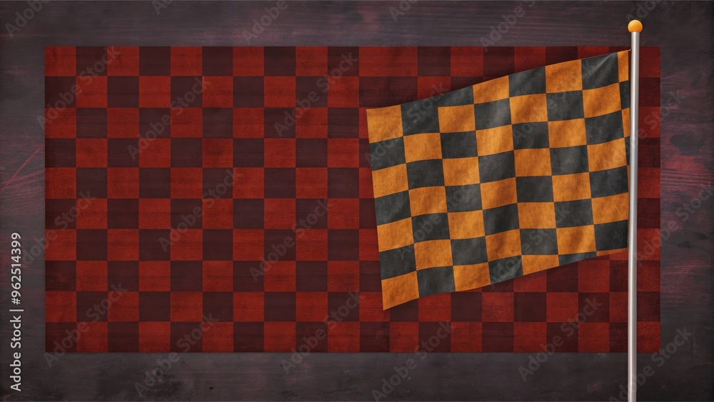 Red checkered background with a black and red checkered flag, checkered ...
