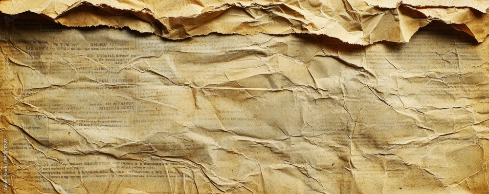 Vintage old newspaper paper texture with crumpled edges, yellowed and ...