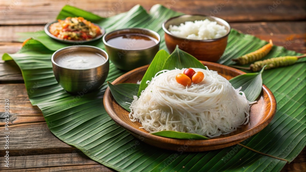 Traditional Indian breakfast Idiyappam served with aromatic coconut ...