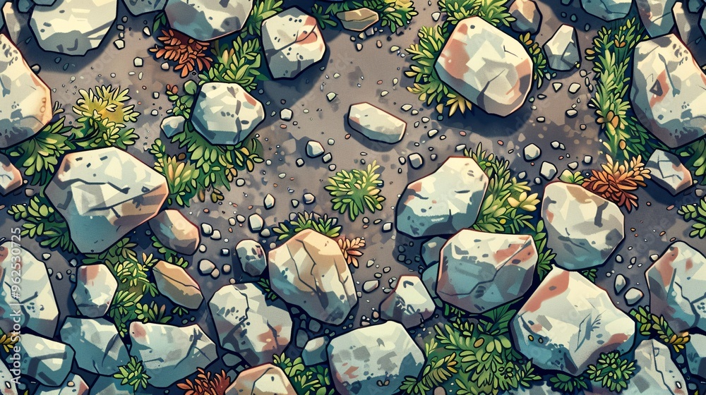 8. Colorful cartoon illustration of a ground surface pattern, combining ...