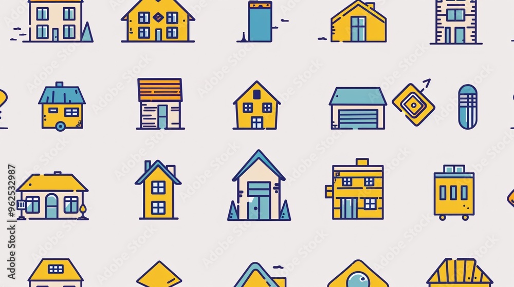 31. Seamless loop animation set featuring linear icons of rental ...