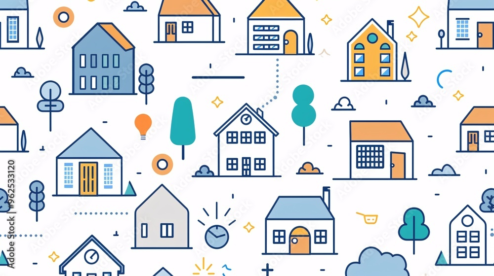 34. Animated outline icons depicting rental property services and real ...