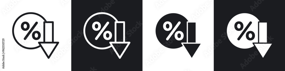 Percent down line icon vector illustration set. Stock Vector | Adobe Stock