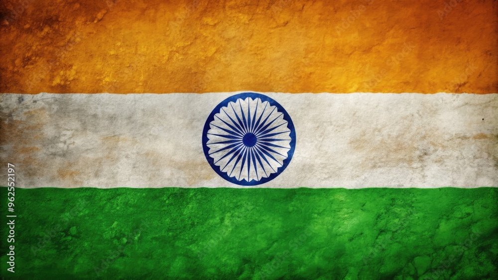 Indian flag design with stripes in saffron, white, and green, featuring ...