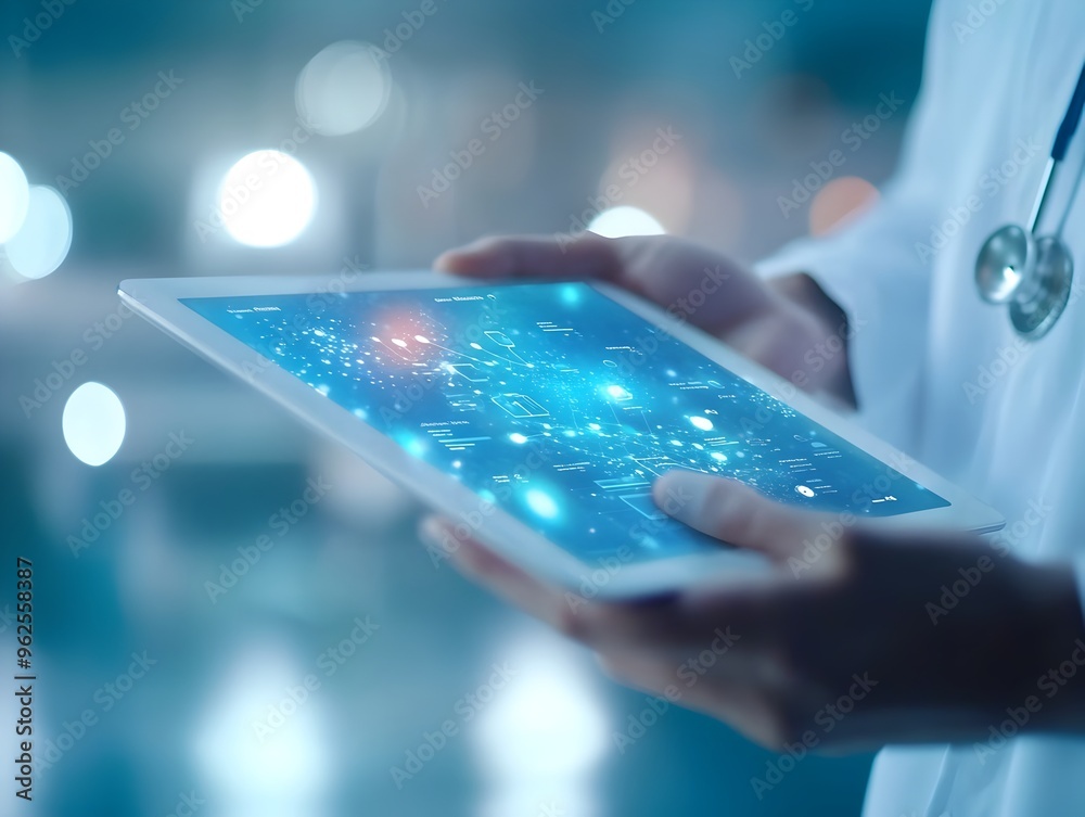 Cinematic Closeup of Tablet Displaying Intuitive Website Prototype with ...