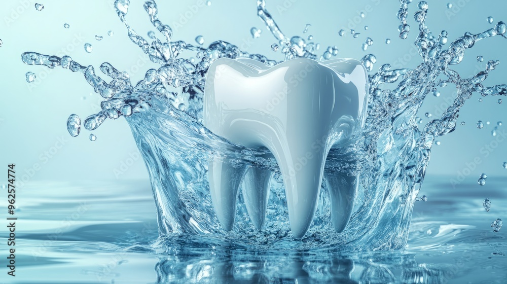 Mouthwash and Mouth Rinse Concept Featuring Isolated White Teeth with ...