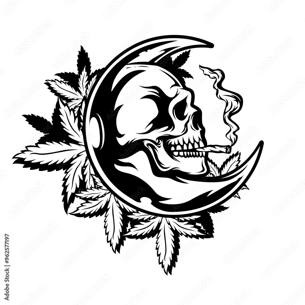Skull Moon Smoking Weed | Smoking Joint | High Moon | Smoking Weed ...