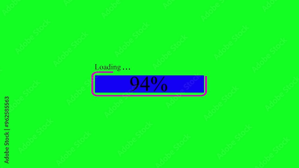 Status loading and upload bar animation blue color with green background screen. Futuristic ...