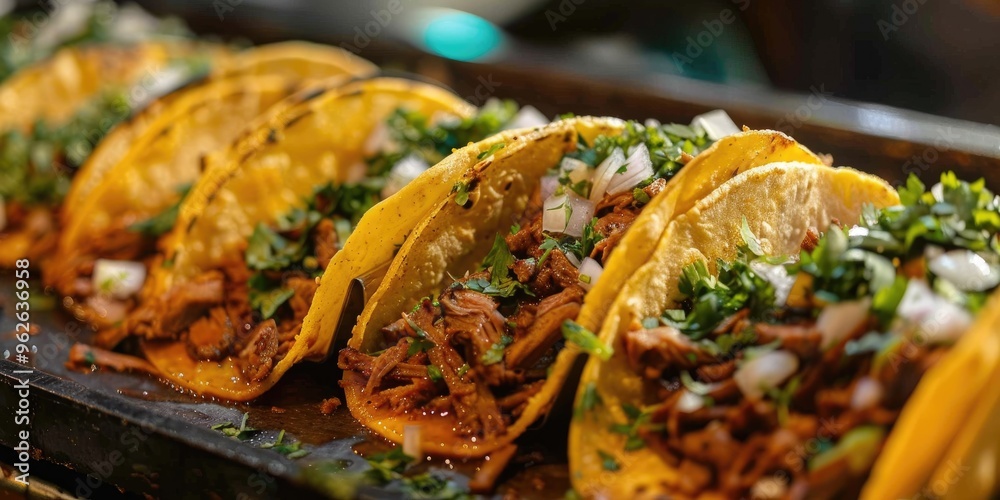 Famous street food creation Tacos al pastor, also known as Tacos de ...