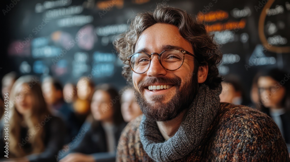 Physics teacher demonstrating a complex principle with a simple trick ...