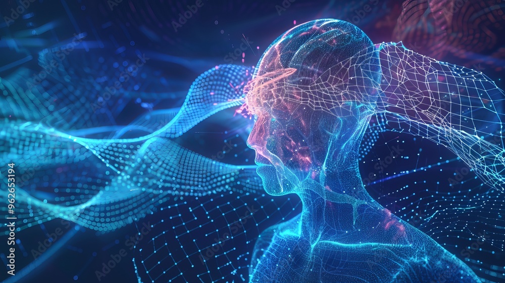 Digital Art of Emotions Flowing in Waves from the Mind, Showing ...