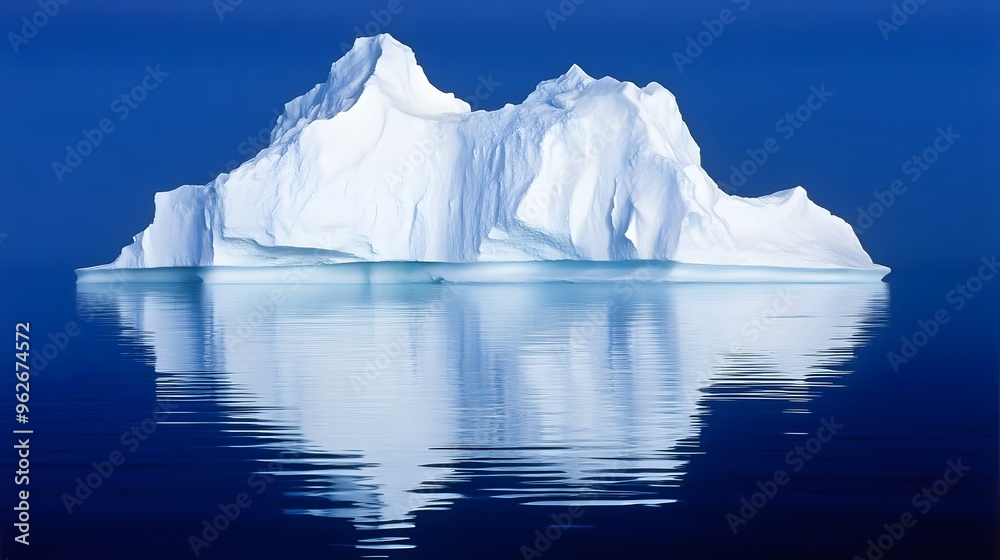A detailed iceberg with its massive submerged section visible beneath ...