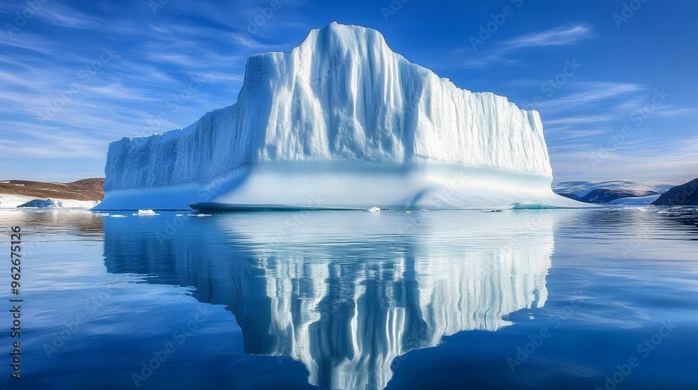 A detailed iceberg with its massive submerged section visible beneath ...