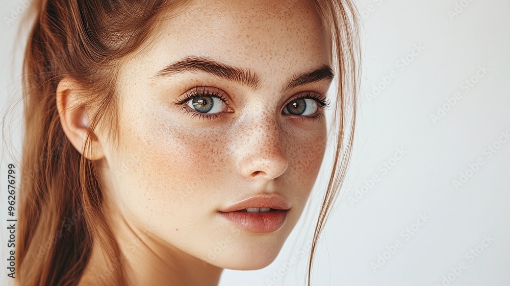skincare model smiling with natural beauty and healthy skin care ...