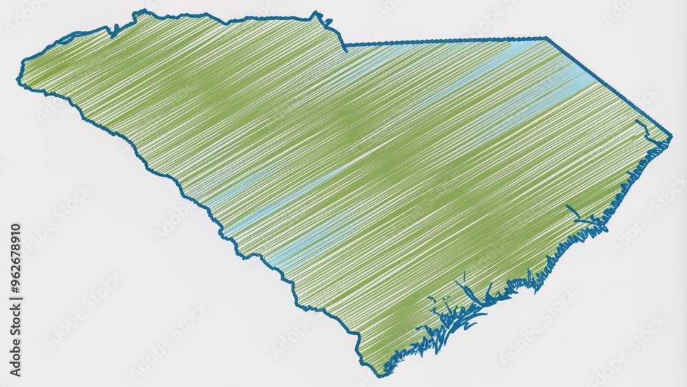Freehand doodle drawing of South Carolina state map, doodle, freehand ...