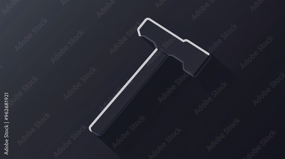 Sleek Hammer Icon in Minimalistic Silhouette Style. The design features ...