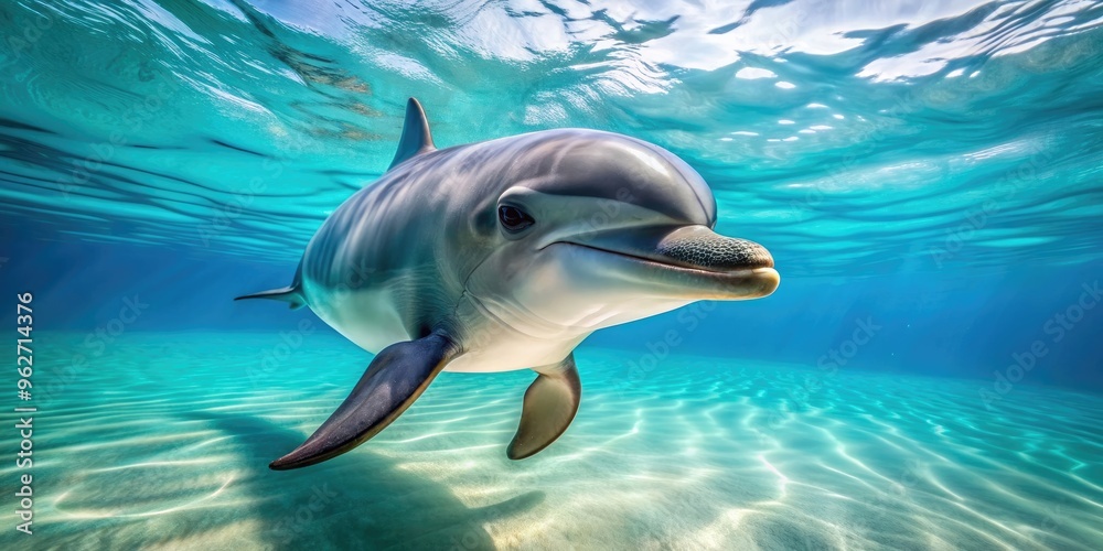 Adorable dolphin swimming playfully in the ocean , cute, aquatic ...
