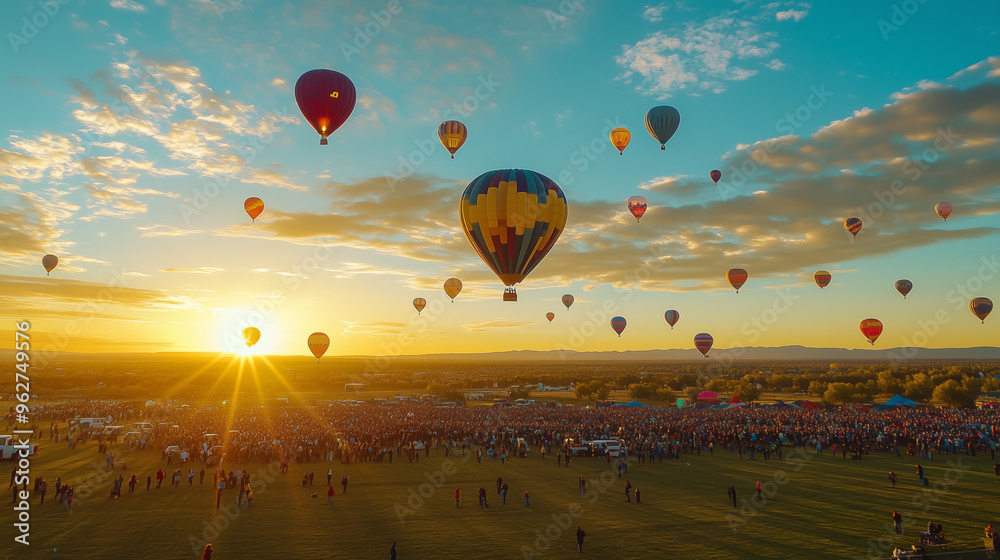 Albuquerque International Balloon Fiesta, the morning sky is filled ...