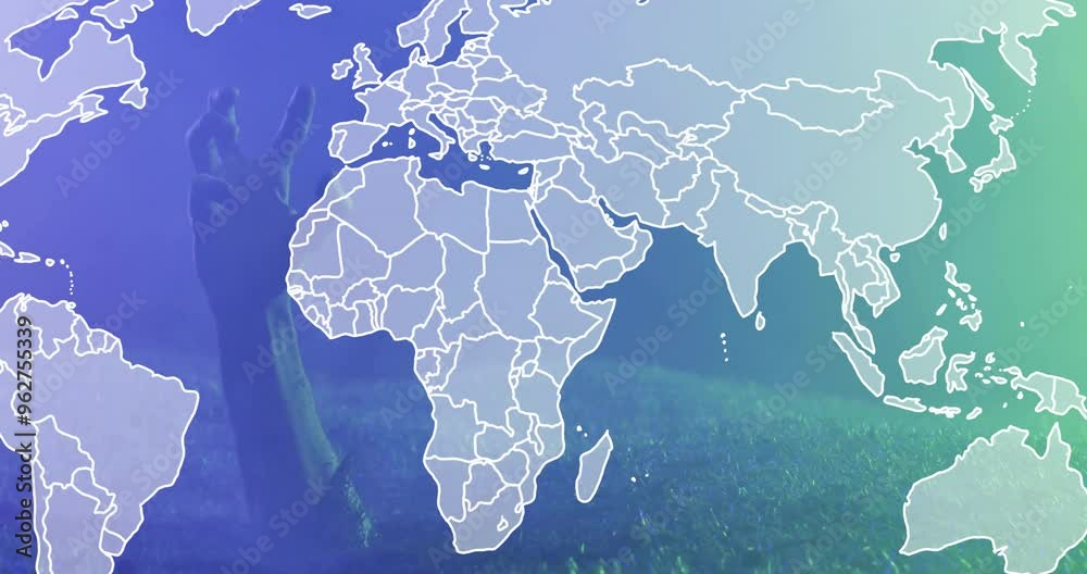 Animating world map over underwater scene with aquatic plants Stock ...