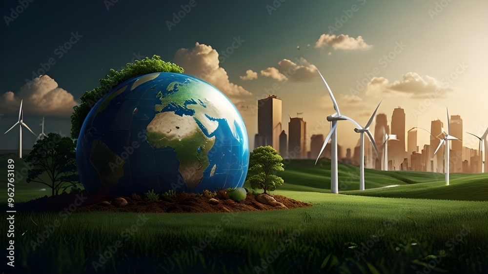 Environmental technology concept. Abstract illustration. Sustainable ...