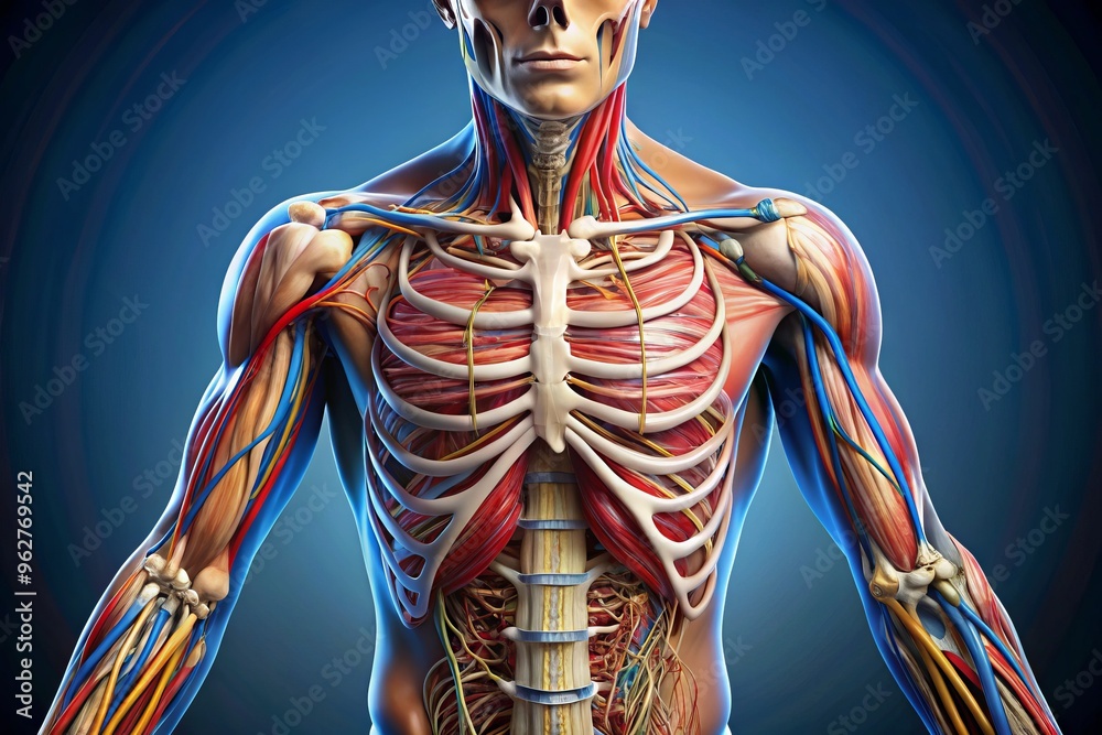 Anatomical Photograph Illustrating The Bones, Muscles, Tendons ...