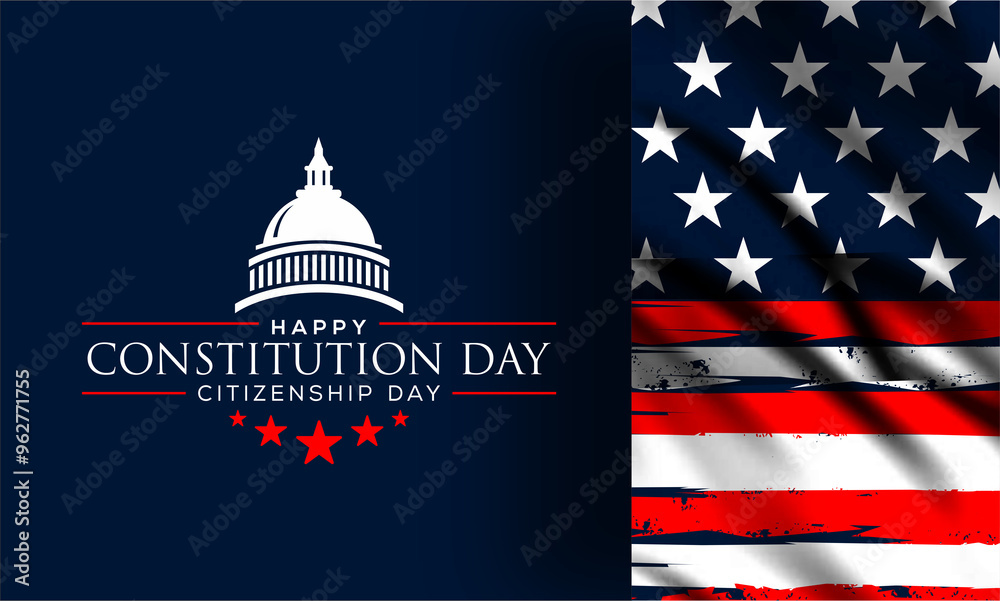 constitution and citizenship day background design with american flag ...