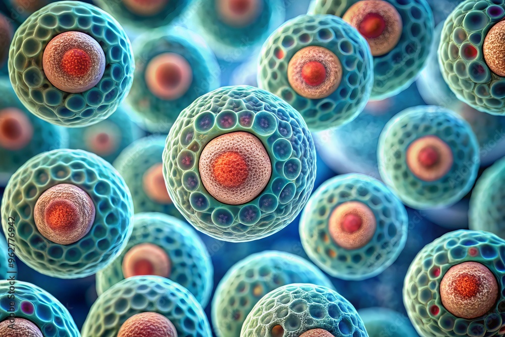 Close-Up View Of Abnormally Dividing Cells Under A Microscope ...