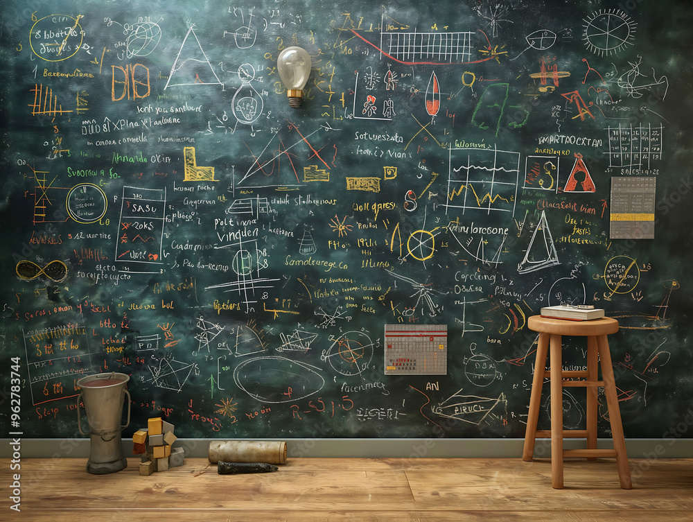 Creative Chalkboard Filled with Scientific Formulas and Diagrams in a ...
