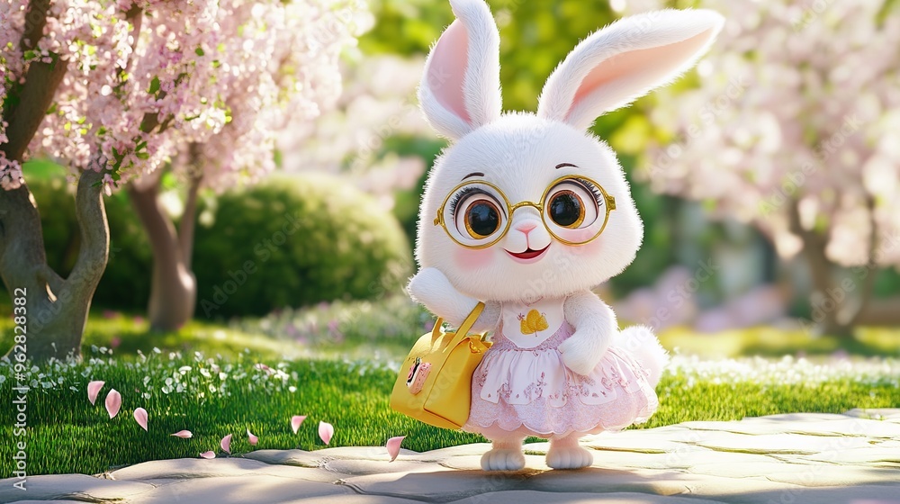 Cute White Fairy Tale Bunny Baby in a Champagne Pink Baroque Princess ...