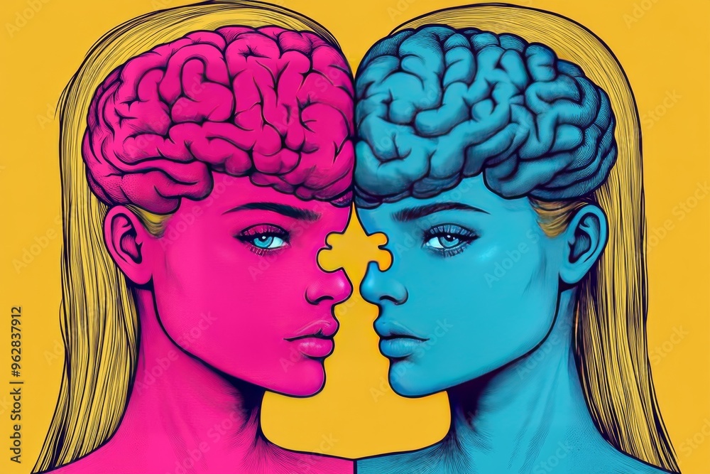 Brain network interface Neural integration Pop art style illustration ...