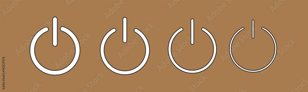 On off power button. Switch on switch off icon. Press start button sign ...