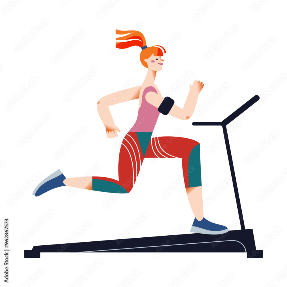 Workout exercises of woman in gym vector illustration. Sport training ...