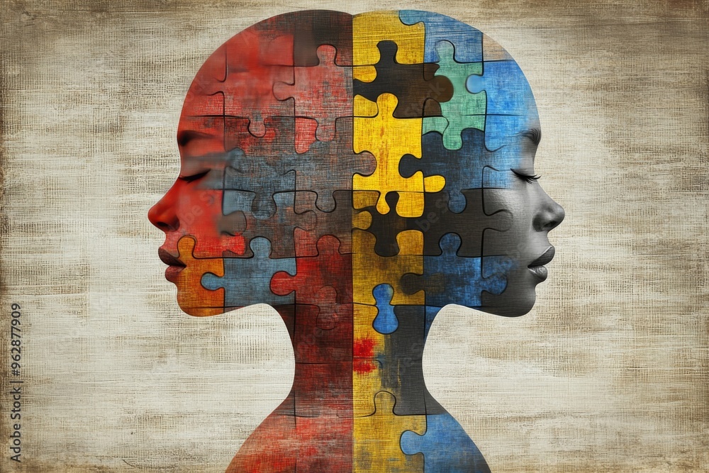 Neuronal circuits Cognitive psychology Young woman’s head with a ...