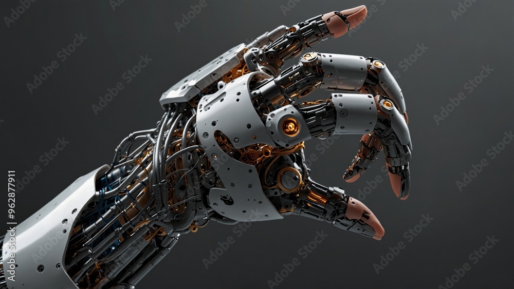 Robotic Arm with Human Hand: A robotic arm seamlessly transitioning ...
