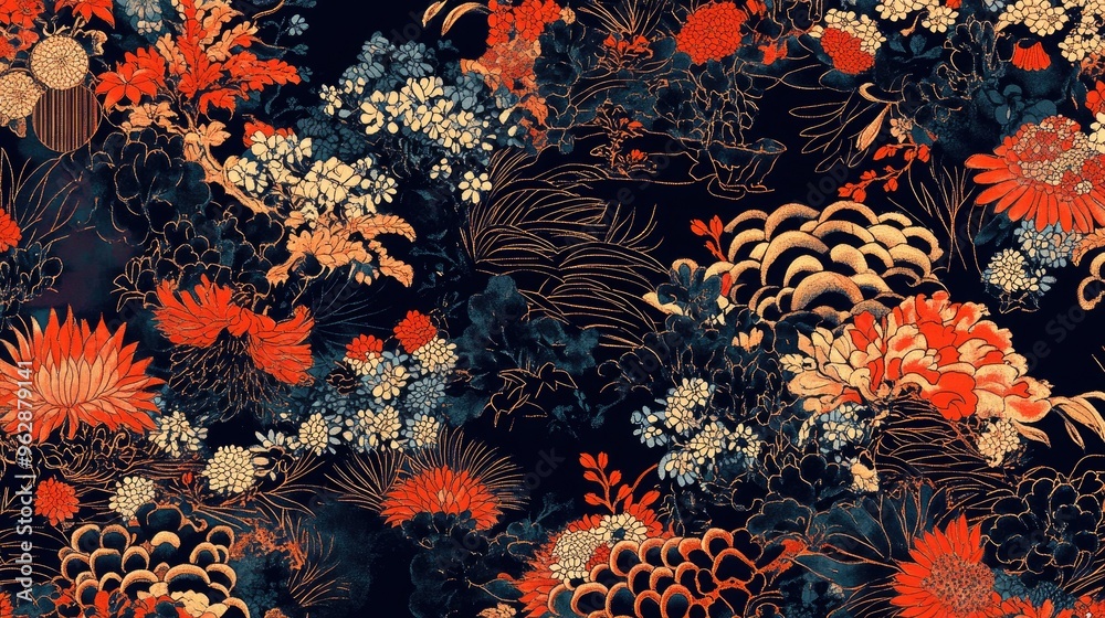 A high-resolution digital rendering of a Japanese fabric pattern ...