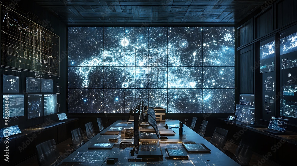 Futuristic Astrophysics Research Center with Holographic Displays and ...