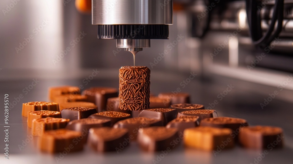 3D printers are printing food in complex shapes. Unique patterns such ...
